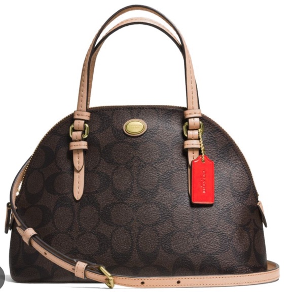 Coach | Bags | Coach Peyton Signature Domed Cora Leather Satchel In ...